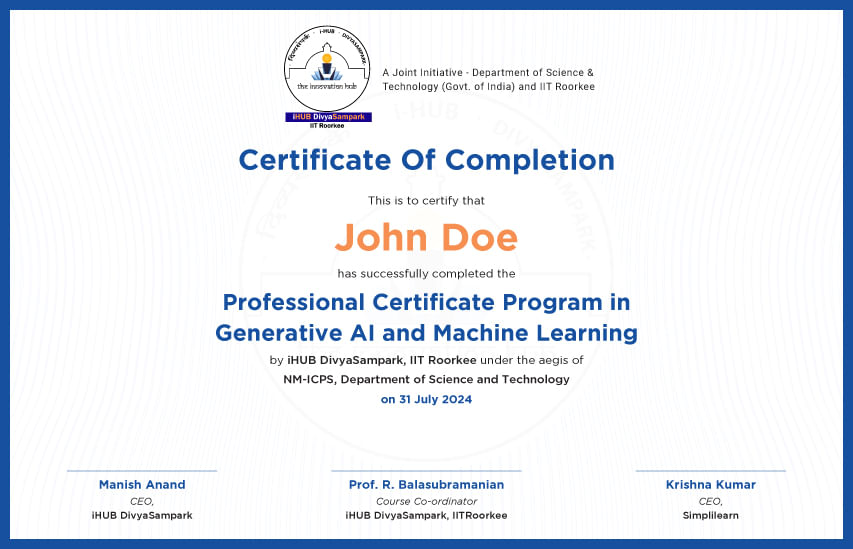 Generative AI and Machine Learning Certificate Program